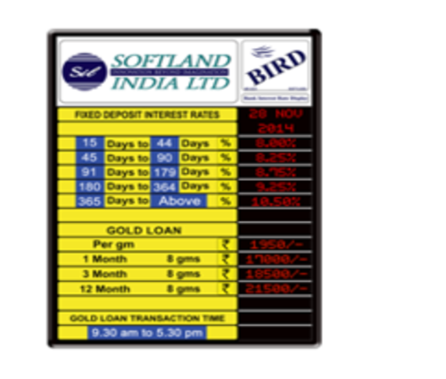 Rate Display Board - Softland India Limited, Thiruvananthapuram, Kerala