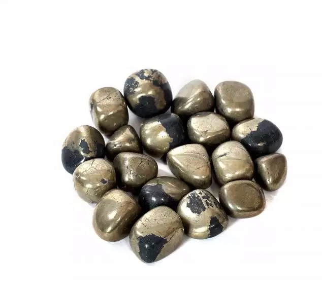 Beads Polished Golden Pyrite Tumbled Stone, Feature : Aptivating Look ...