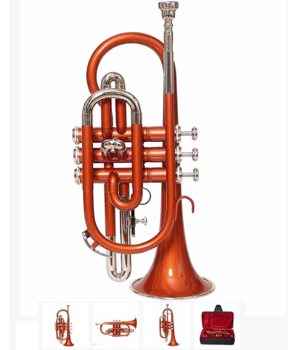 Brass Bb Flat Cornet, Length : 13.5 Inch, Color : Orange - Sai Musical ...