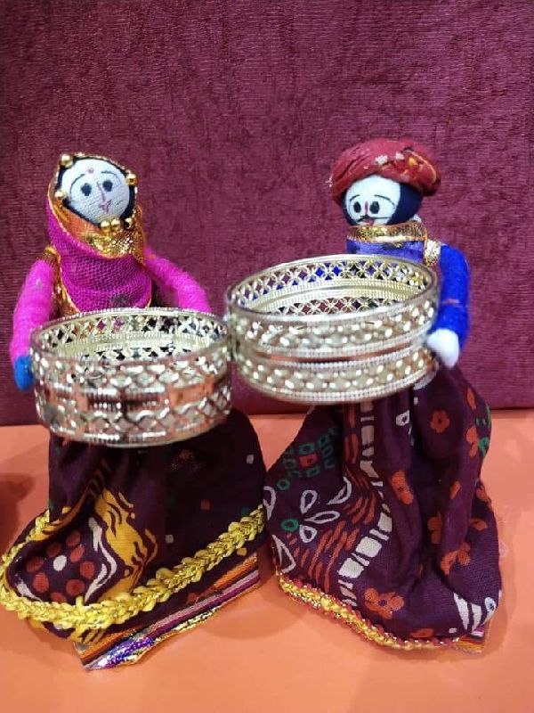 Rajasthani Standing Puppet Diya Pair, For Decoration Use, Style : Dried ...