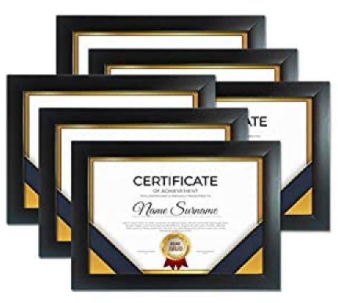 A4 Size Photo Frame For Certificates Black Set Of 6 Certificate 