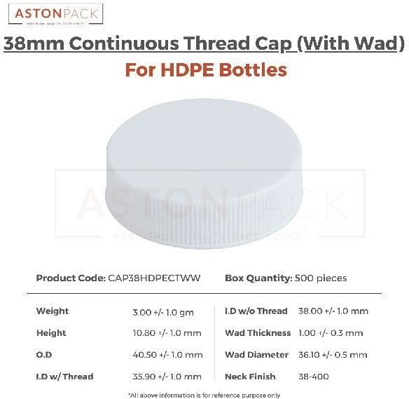 38mm Continuous Thread (CT) Cap W/ Wads (For HDPE Bottles) at Rs 2 in Ahmedabad - ID: 6154664