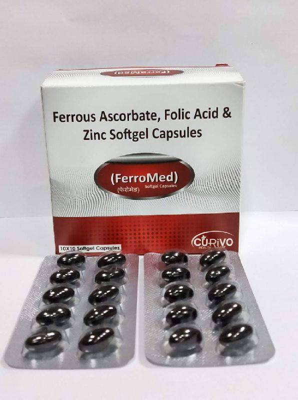 Iron softgel capsule, Packaging Type : Blister, Alu-Alu Silver, Shelf ...