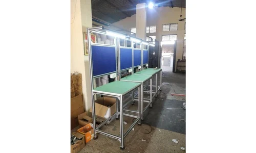 Stainless Steel Industrial Assembly Line Workstation, Color : Silver ...