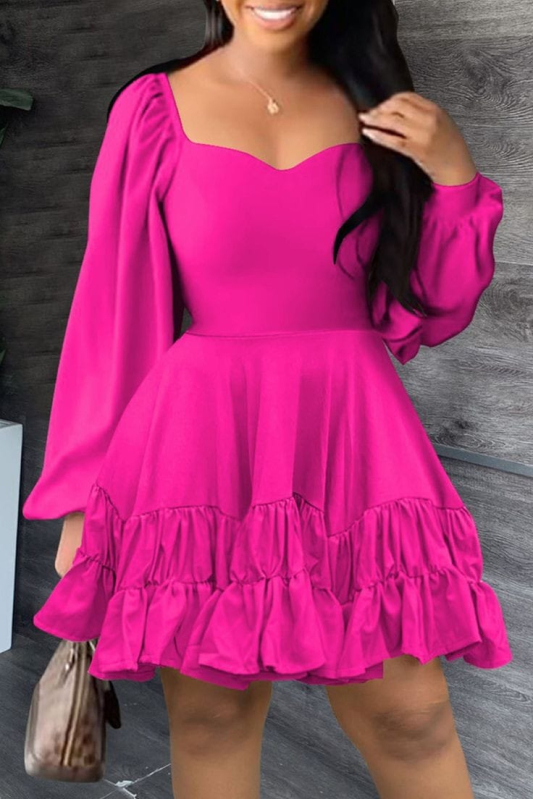 Raika Fashion Pink Ruffle Mini Dress, Occasion : Casual Wear, Packaging ...