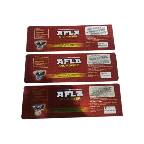 Glossy Paper Afla Lubricant Printed Labels, for Industrial, Label Size ...