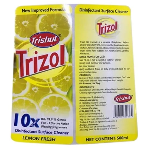 Glossy PVC Surface Cleaner Printed Labels, Size : Standard - Arihant ...