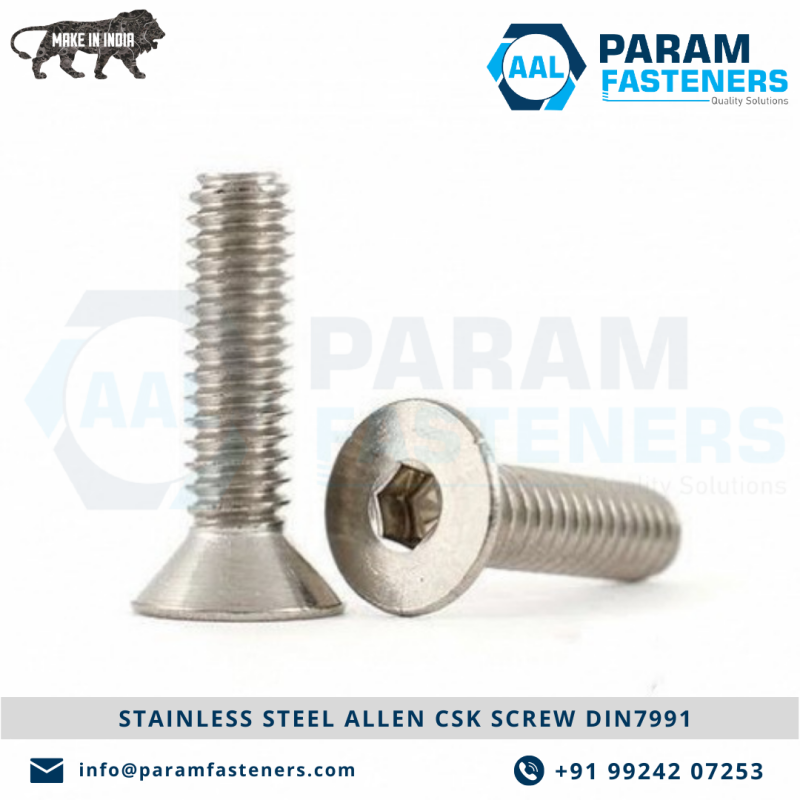 Silver Stainless Steel Allen Csk Screw, For Industrial, Personal, Size ...