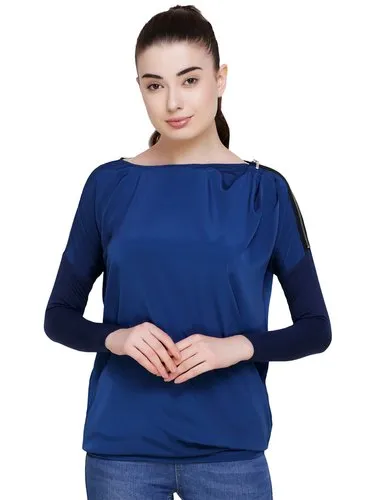 Blue Full Sleeve Polyster Zipper Top, Size : Small, Medium, Large, Xl ...