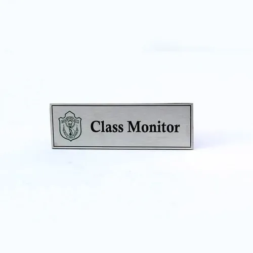 Rectangle School Steel Badge, Pattern : Matt Finish, Size : 75mm x 25mm ...