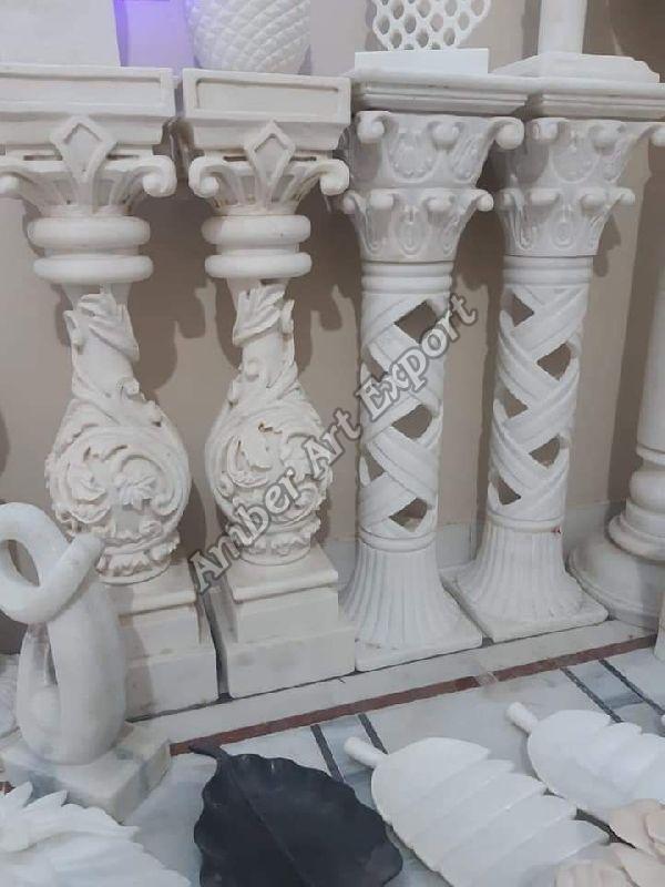Polished Hand carved marble baluster, for Staircase, Feature : Crack ...
