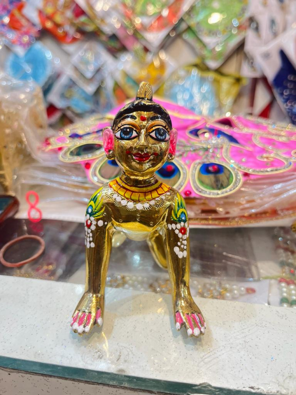 Golden Polished Brass Radha Rani statue, for Gifting, Religious Purpose ...