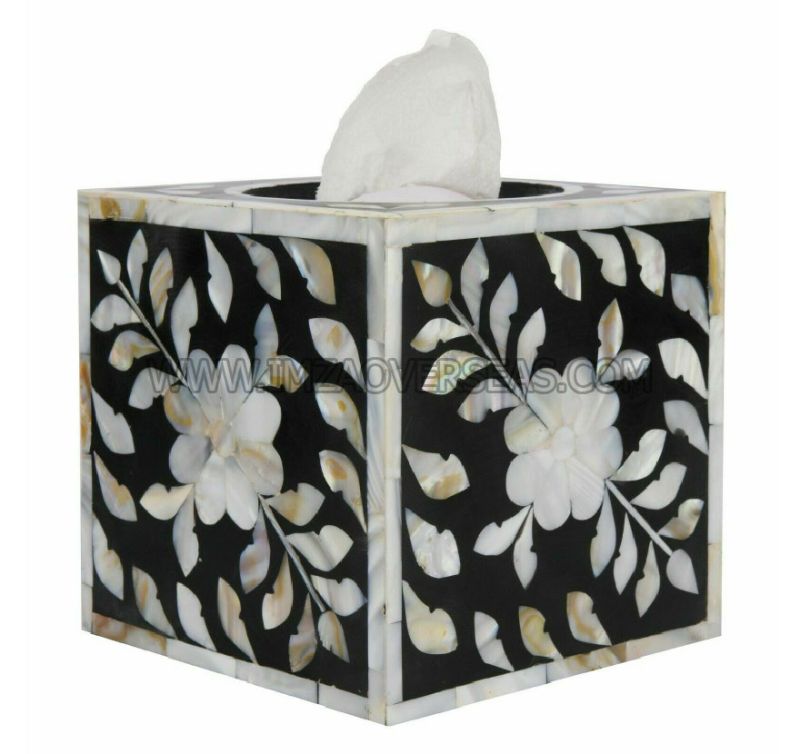 Floral Bone Inlay Tissue Box, Shape : Rectangular, Square, Color ...