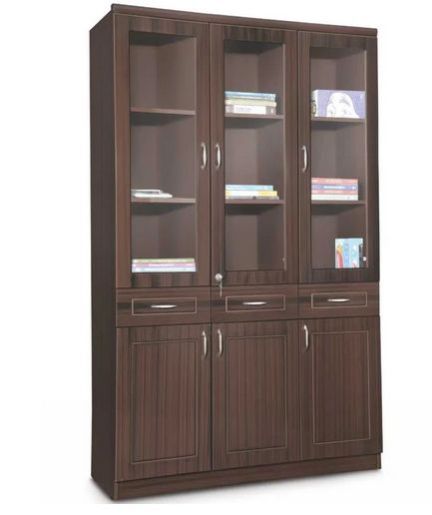 Brown Polished Wood Triple Door Bookcase, For Home Use at Rs 30646 in ...