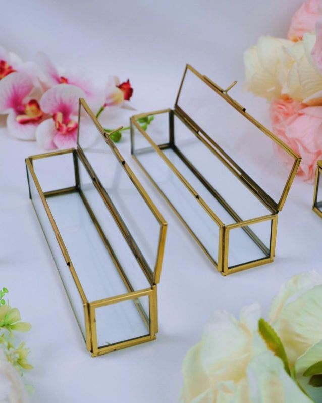 Rectangular Polished 200-300gm Brass Glass Scroll Box, For High Quality ...
