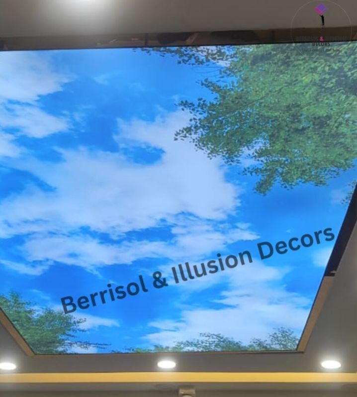 Non Polished PVC Printed Moving Clouds Stretch Ceiling, Hardness : Hard ...