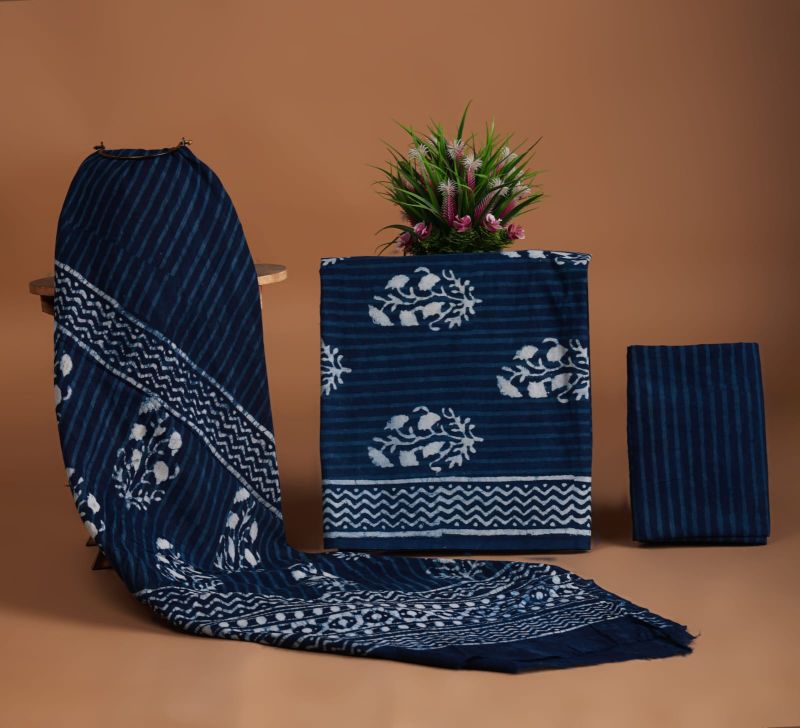 Cotton Suit With Cotton Dupatta Bagru Hand Block Printed at Rs 750 ...