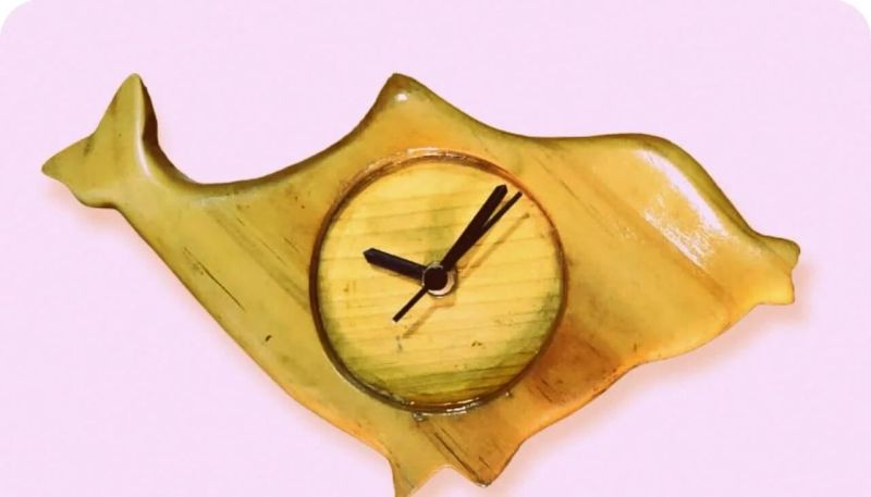 Bengal Art Wooden Fish Shape Clock, For Wall Decoration, Feature ...