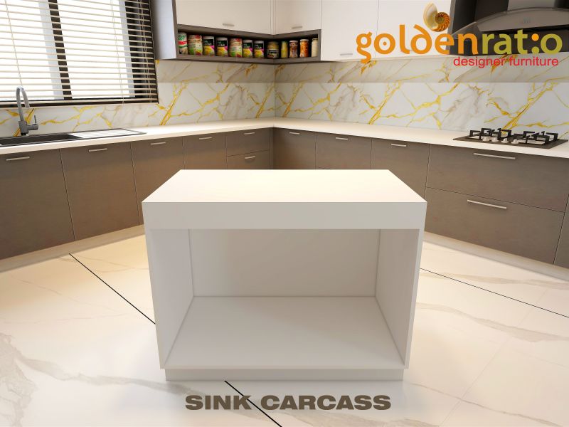 Golden Ratio WPC Plywood Modular Kitchen Carcass, Color : White, Frosty ...
