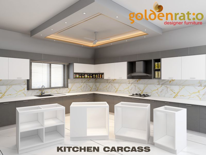 Golden Ratio WPC Plywood Modular Kitchen Carcass, Color : White, Frosty ...