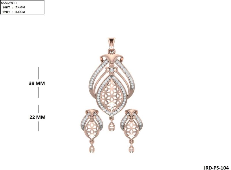 JRD-PS-104 Ladies Rose Gold Pendent Set at Rs 6,000 / Gram in Surat ...