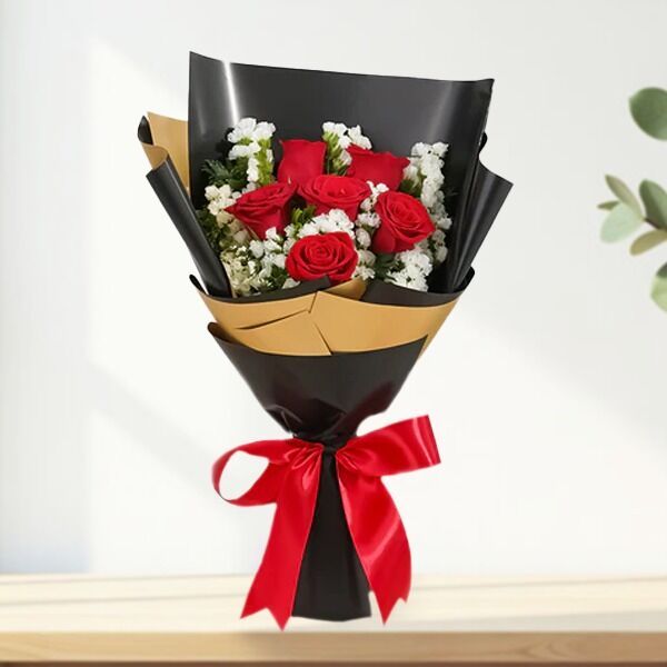 Red Roses Bouquet With White Accents at Rs 999 in Bhubaneswar - ID: 7811978