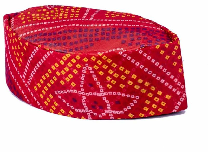 Printspot Bandhni Cotton Polished Coated Chunari Topi, Color : Red ...