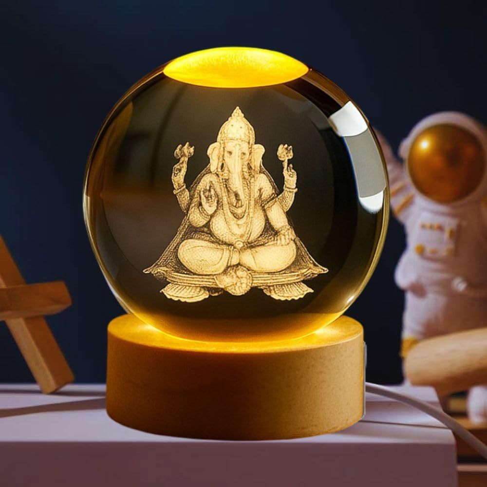 Crystal Ganesh Ji Ball Night Light, Color : Multicolor Standard at Rs ...