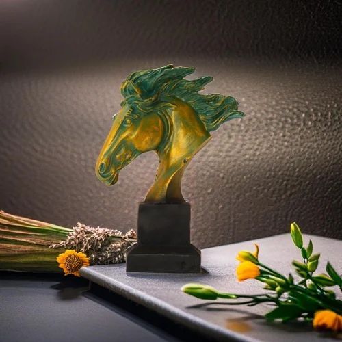 Polyresin Green and Golden Horse Head Statue at Rs 279 in Jaipur - ID ...