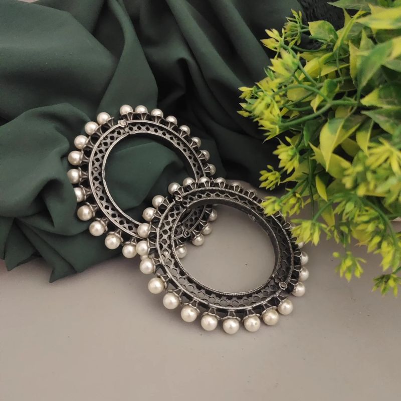 Silver Replica Pearl Bangles Screw Openable For Women at Rs 5549 in ...