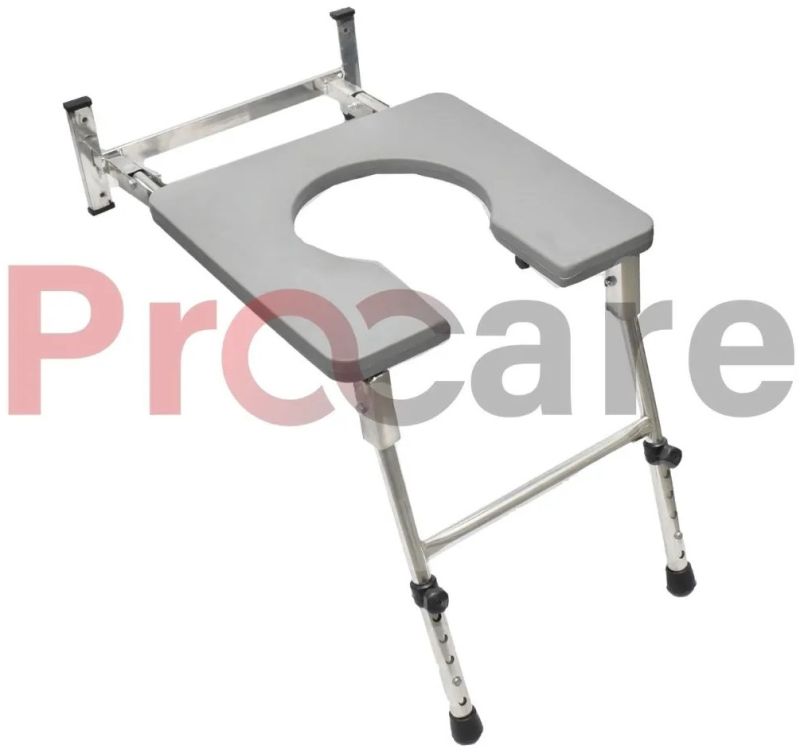 Plastic Wall Mounted Commode Stool-height Adjustment, Color : White at ...