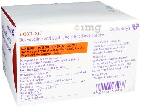 DOXT-SL Doxycycline and Lactic Acid Bacillus 100mg Capsules at Best ...