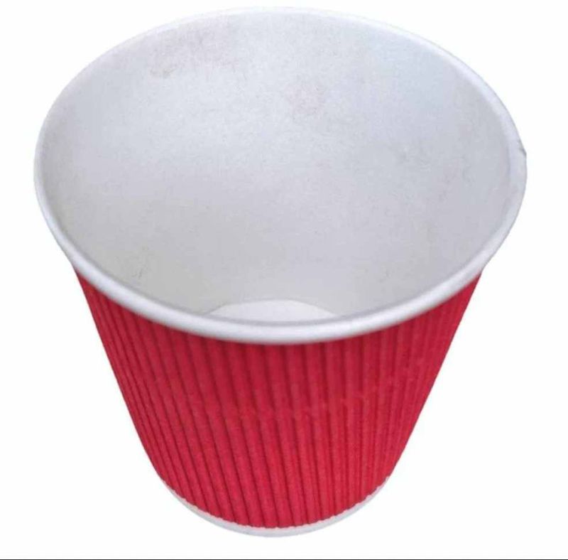 Paper Red Ripple Wrap Hot Coffee Cup, Shape : Round ( Base ) at Best ...